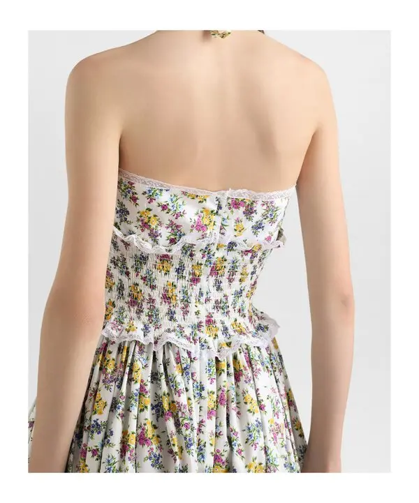 Dolce & Gabbana Floral Ruffled Maxi Dress - Gray
