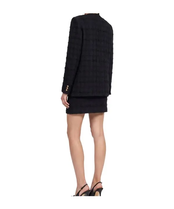 Alessandra Rich Check Tweed Bouclé Double-breasted Jacket