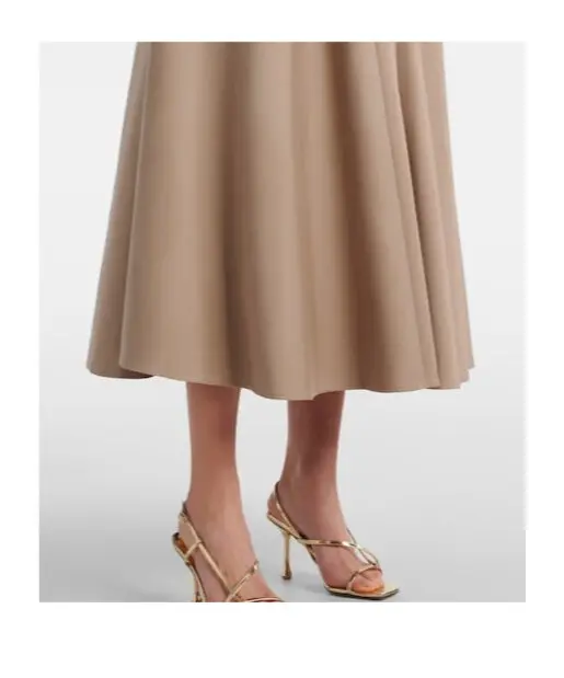PATOU Gathered Cotton Gabardine Midi Skirt