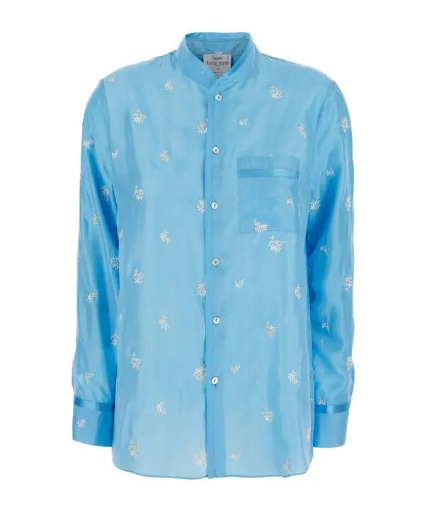 FORTE_FORTE Floral Silk Shirt - Blue