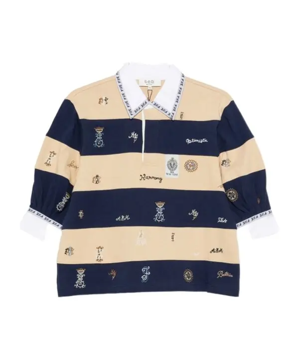 Sea Juliet Embroidered Striped Polo Shirt - Multi