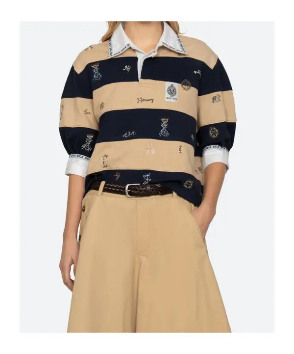 Sea Juliet Embroidered Striped Polo Shirt - Multi