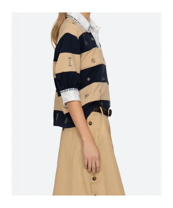 Sea Juliet Embroidered Striped Polo Shirt - Multi