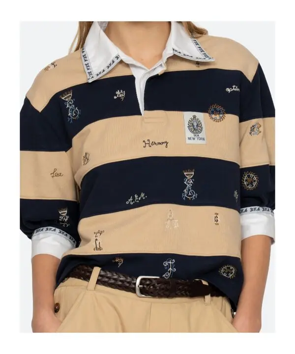 Sea Juliet Embroidered Striped Polo Shirt - Multi
