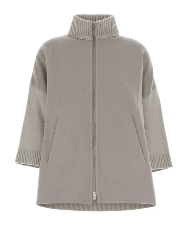 Herno Chevron Zipped Knitted Jacket - Grey