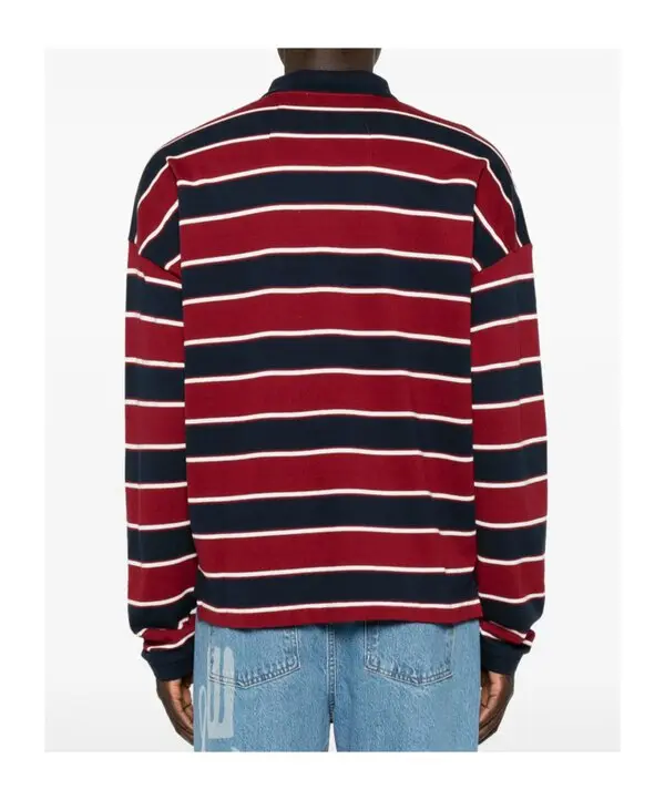 Rhude Fontaine Striped Ls Polo Shirt - Burgundy