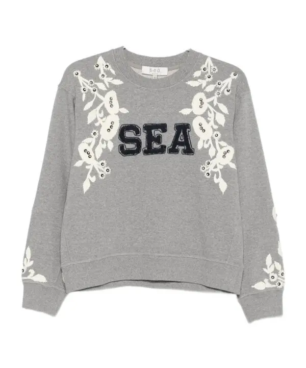 Sea Floral-embroidered Sweatshirt