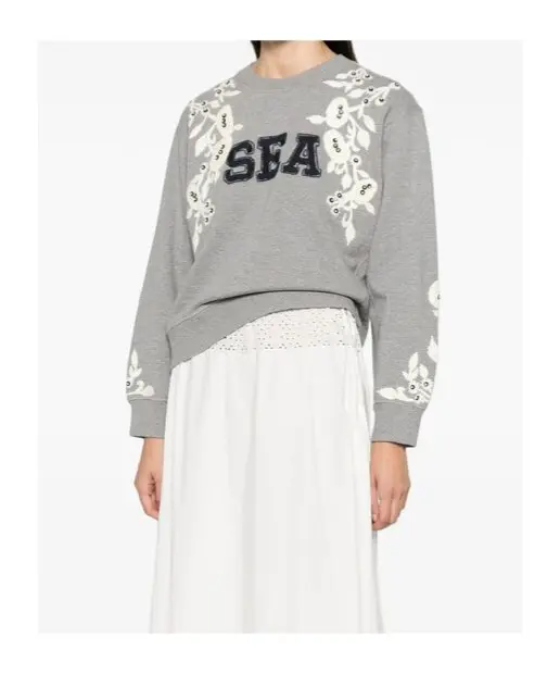 Sea Floral-embroidered Sweatshirt