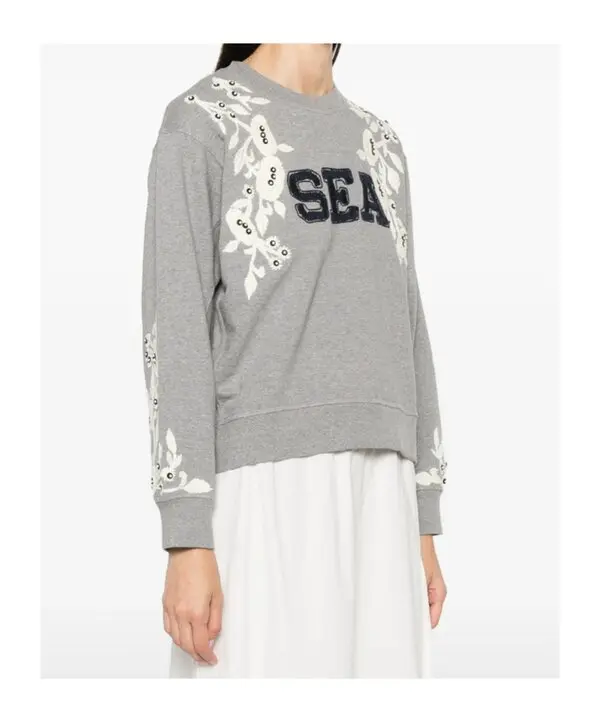 Sea Floral-embroidered Sweatshirt