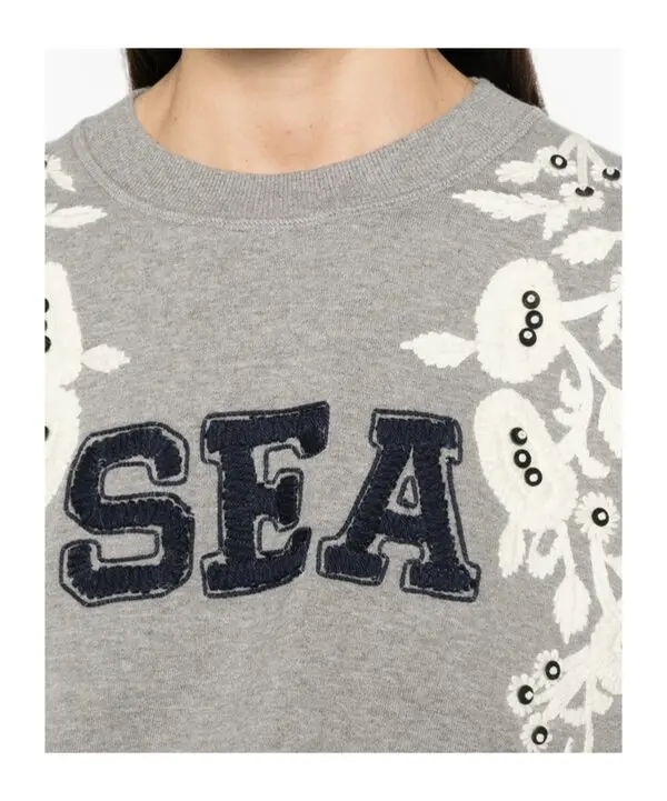 Sea Floral-embroidered Sweatshirt