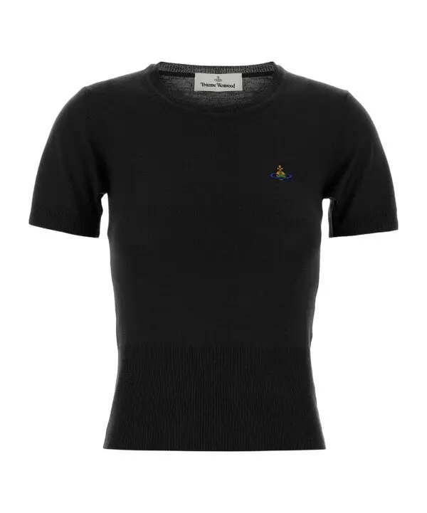 VIVIENNE WESTWOOD Bea Short-sleeve Knitted Top - Black