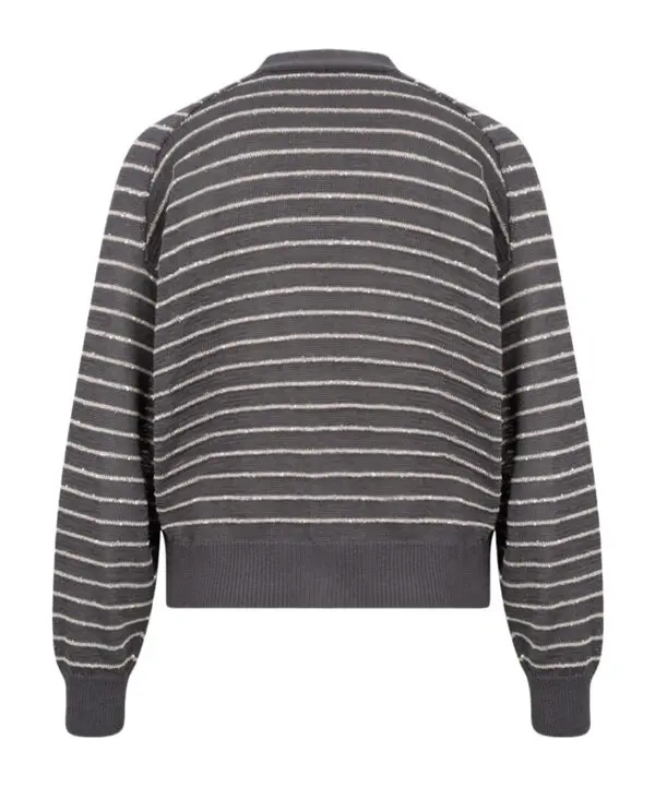 Brunello Cucinelli Sequin-embellished Striped Cotton Cardigan