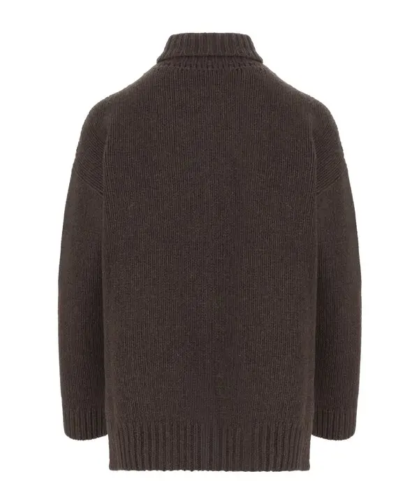 Bruno Manetti Wool Turtleneck Sweater With Cable Knit Detailing