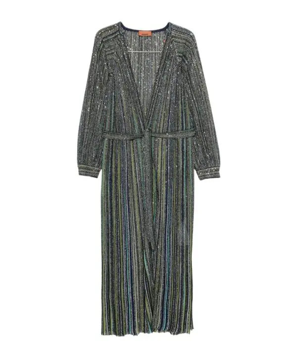 Missoni Sequin-embellished Striped Cardigan - Blue Multicolour
