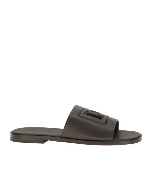 Dolce & Gabbana Embossed Logo Slides - Black