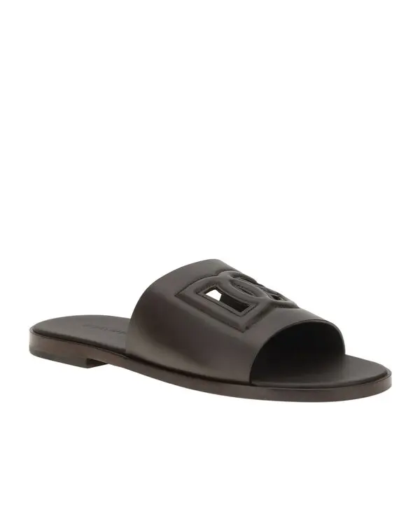 Dolce & Gabbana Embossed Logo Slides - Black