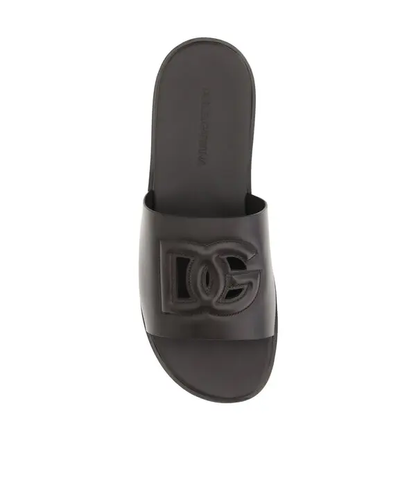 Dolce & Gabbana Embossed Logo Slides - Black