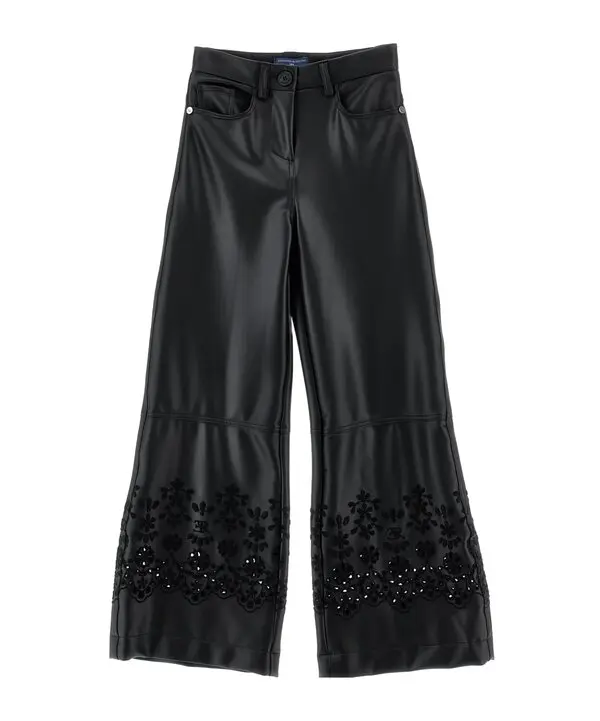 Ermanno Scervino Broderie-anglaise Wide-leg Trousers - Black