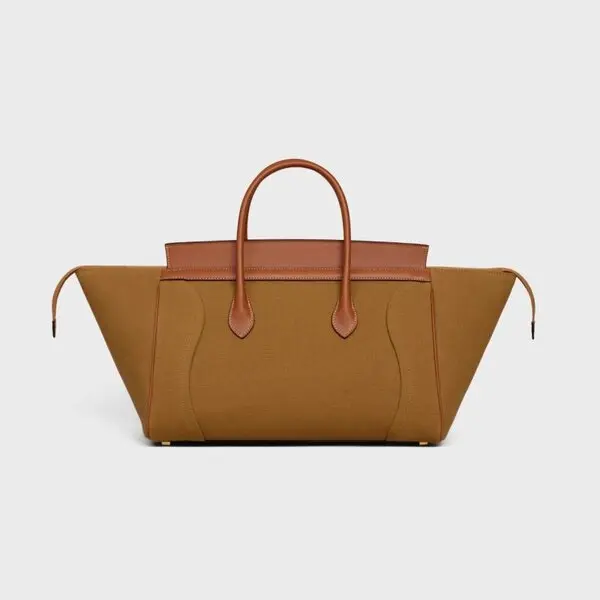 Celine Luggage Bag In Textile And Calfskin - Yellow-brown
