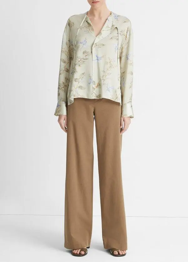 Vince Bellflower Satin V-neck Blouse