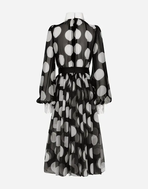 Dolce & Gabbana Polka Dot Chiffon Calf-length Dress