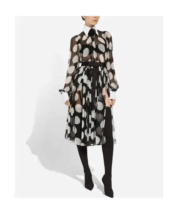 Dolce & Gabbana Polka Dot Chiffon Calf-length Dress