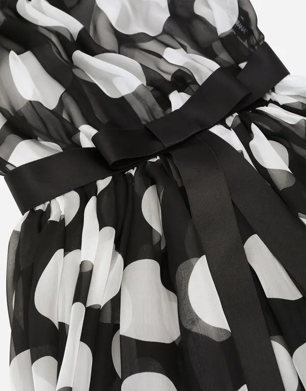 Dolce & Gabbana Polka Dot Chiffon Calf-length Dress