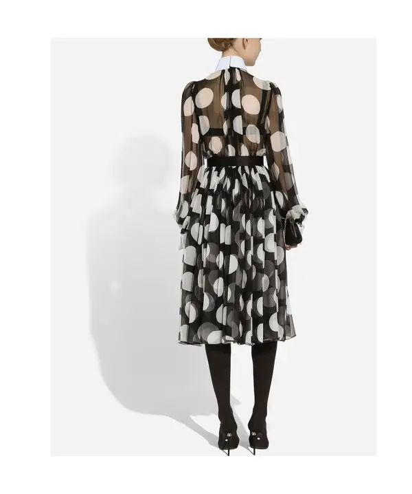 Dolce & Gabbana Polka Dot Chiffon Calf-length Dress