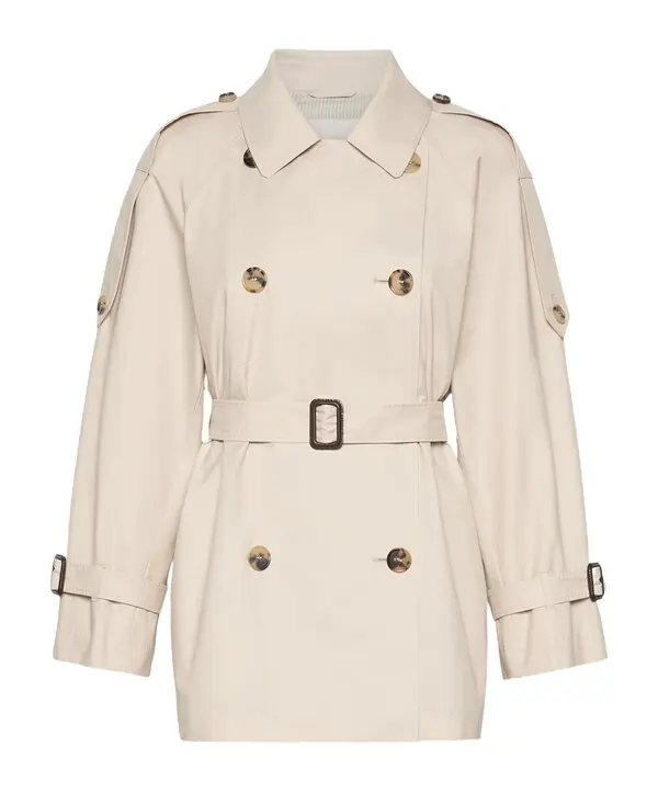 Max Mara Short Twill Trench Coat - Beige