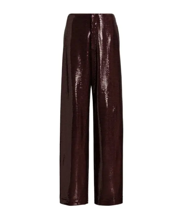 Alberta Ferretti Sparkling Night Wide-leg Sequined Trousers - Brown