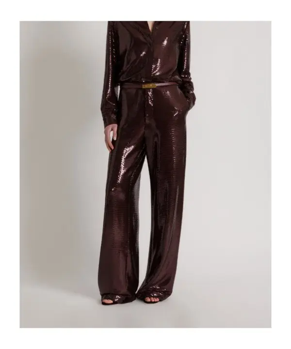 Alberta Ferretti Sparkling Night Wide-leg Sequined Trousers