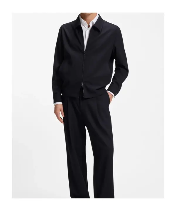 Hugo Boss Relaxed-fit Zip-up Jacket In Patterned Virgin Wool