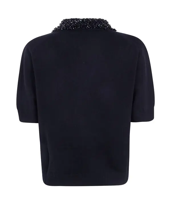 SEMICOUTURE Bead-embellished Short-sleeve Sweater