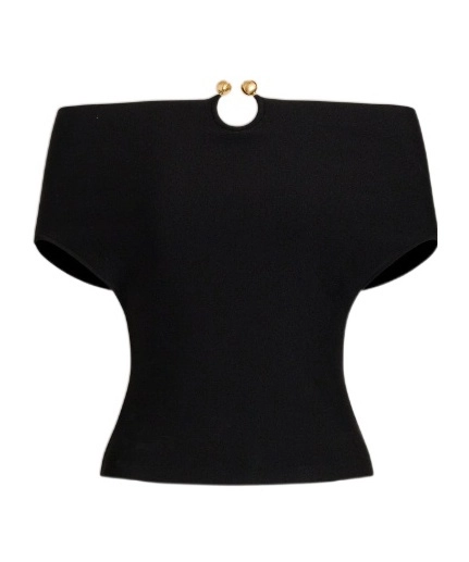 Alberta Ferretti Stretch Knit Top With Jewel Brooch