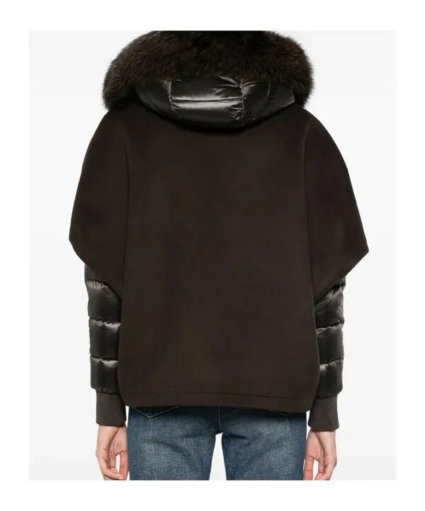 MOORER Panelled Fur Collar Hooded Jacket