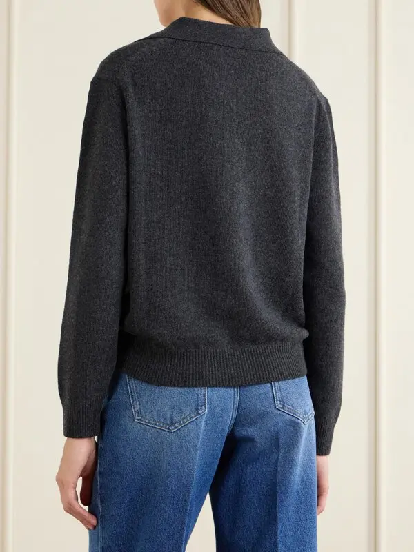 Victoria Beckham Polo Collar Knitted Sweater - Gray