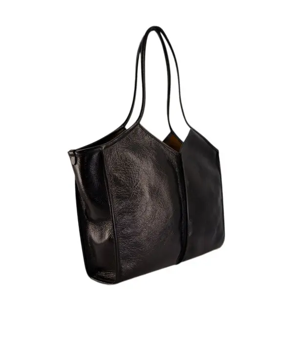 Hereu Medium Calella Distressed Leather Tote Bag - Black