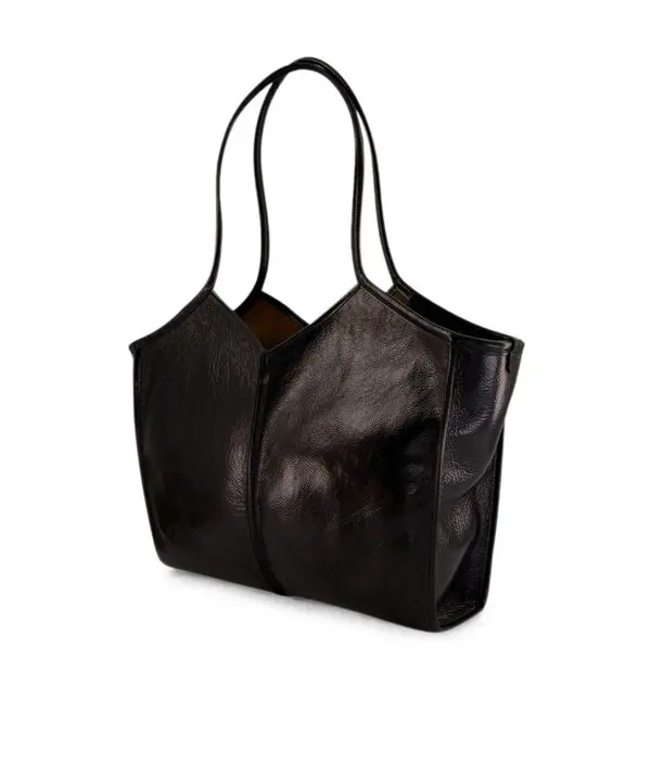 Hereu Medium Calella Distressed Leather Tote Bag - Black