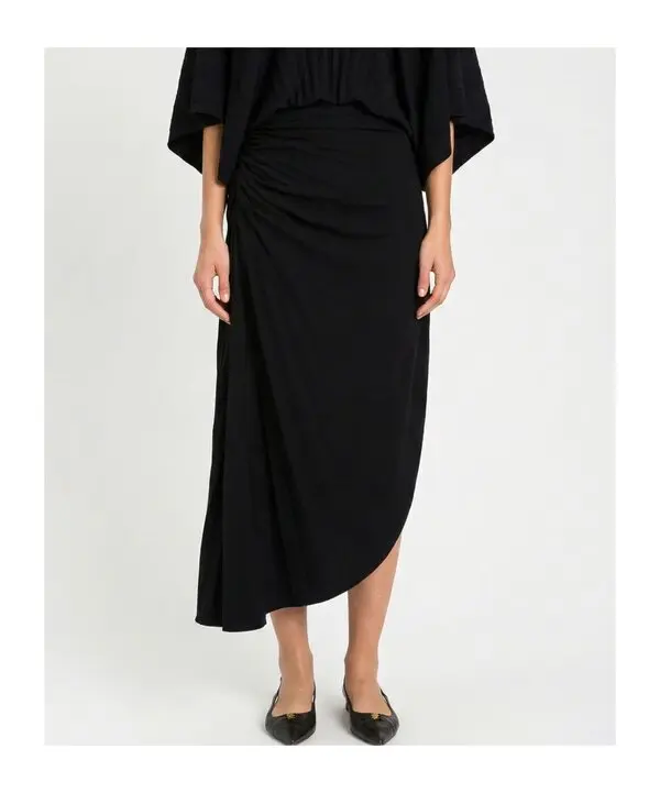 TWINSET Gathered Slit Midi Skirt
