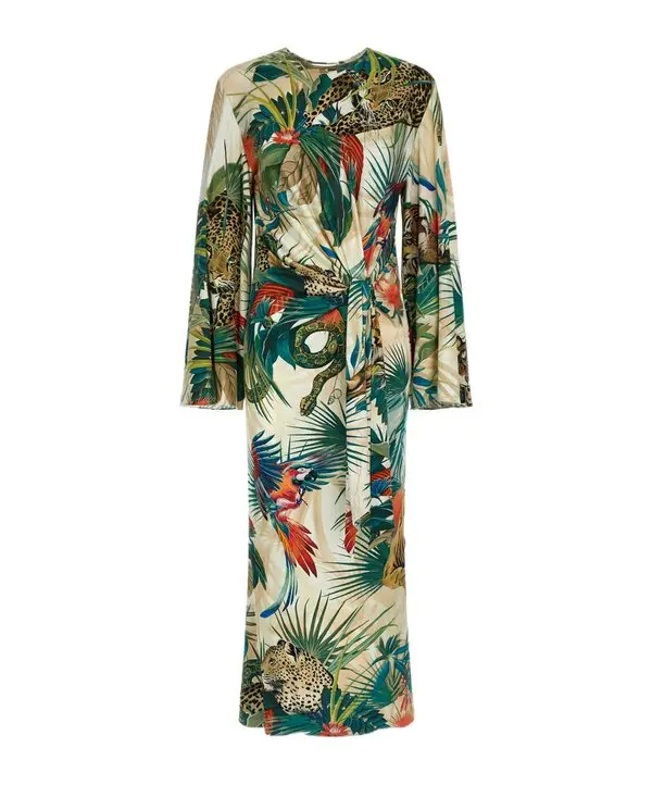 Roberto Cavalli Jungle-print Wrap Dress
