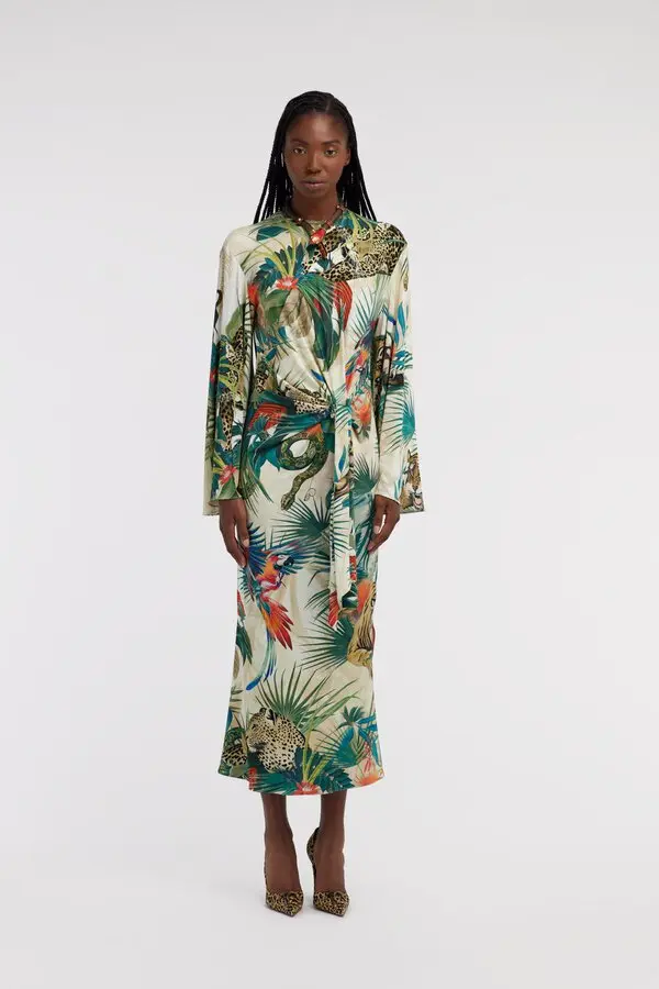 Roberto Cavalli Jungle-print Wrap Dress