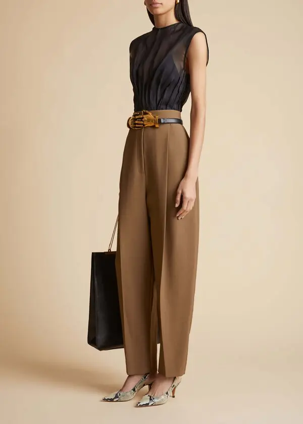 Khaite The Westin Sleeveless Silk Top - Brown