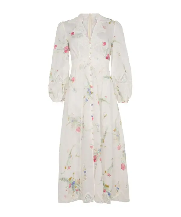 Zimmermann Lace Plunge Midi Dress - White