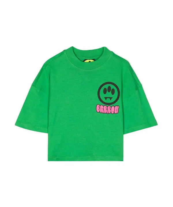 BARROW Logo-print Cotton Crop Top - Green