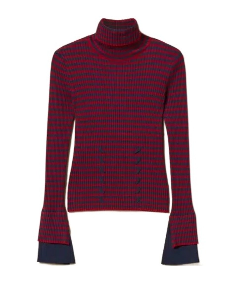 TWINSET Striped High-neck Pullover