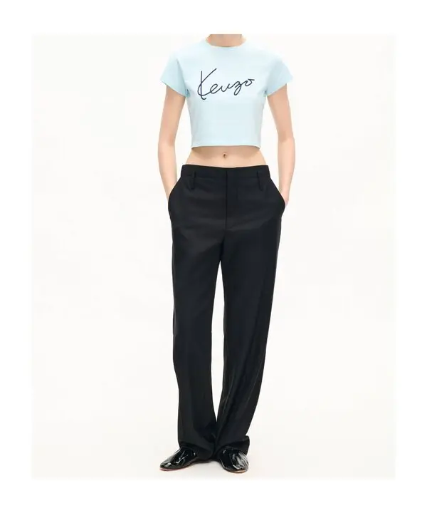 Kenzo Embroidered Cropped T-shirt - Blue