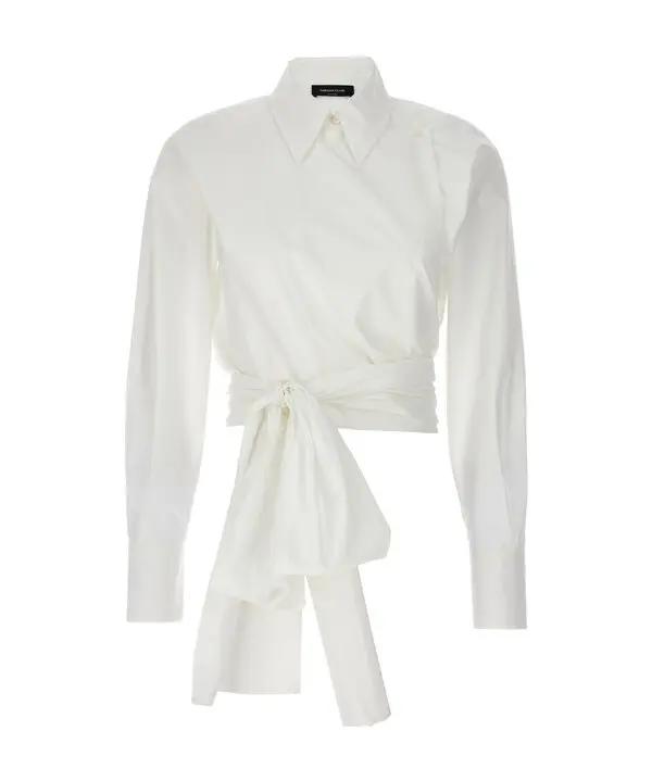 Fabiana Filippi Wrap Shirt With Buttoned Cuffs And Knot Detailing