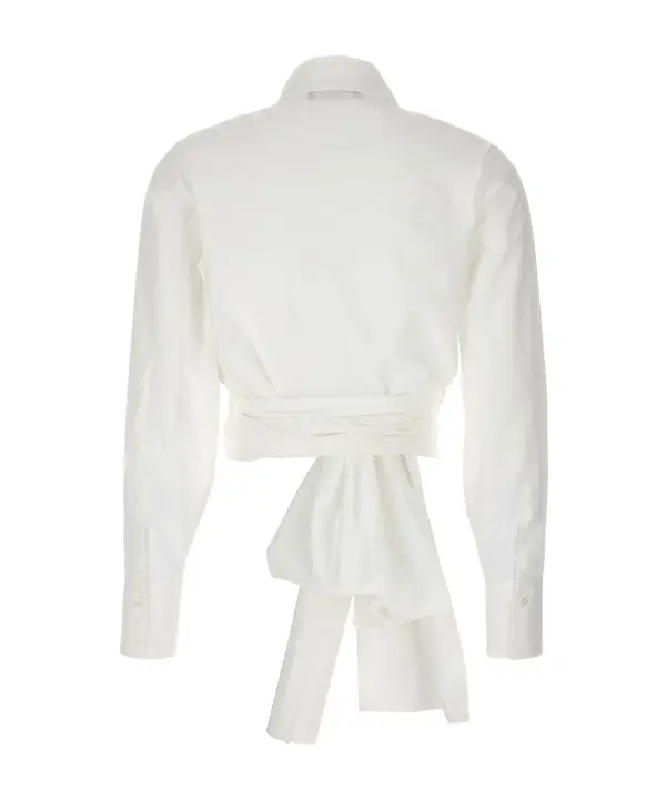 Fabiana Filippi Wrap Shirt With Buttoned Cuffs And Knot Detailing