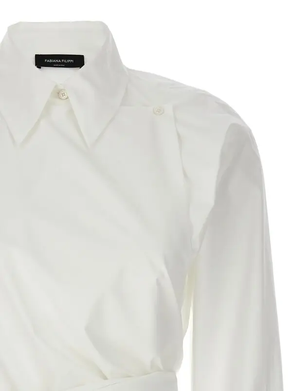 Fabiana Filippi Wrap Shirt With Buttoned Cuffs And Knot Detailing