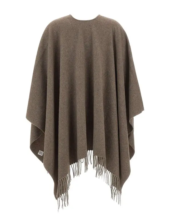 GRAN SASSO Fringed Hem Cape With Fur Accents